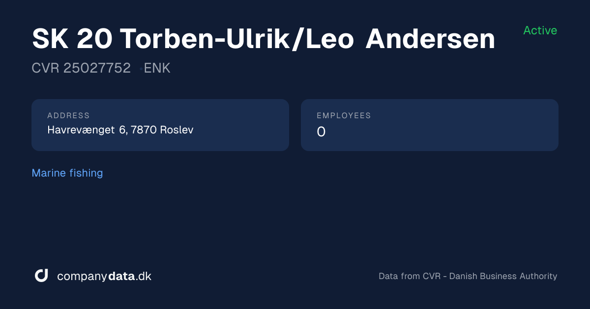 SK 20 Torben-Ulrik/Leo Andersen – CVR 25027752 – Financials