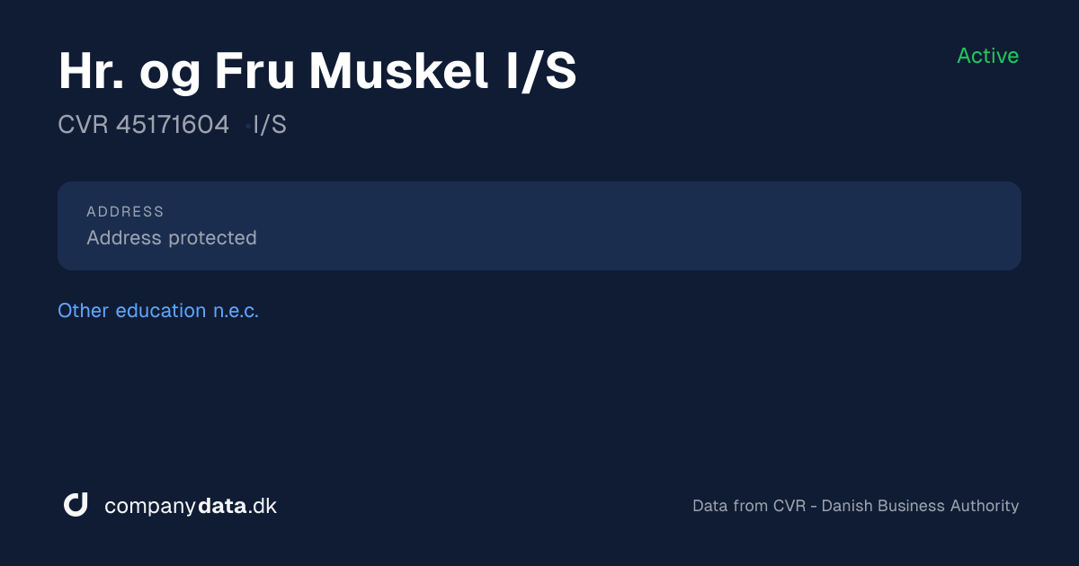 Hr. og Fru Muskel I/S – CVR 45171604 – Financials